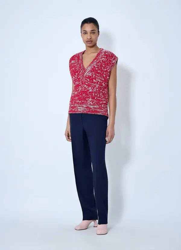 Dries Van Noten Sleeveless Knit Top With Deep V-neckline - Red