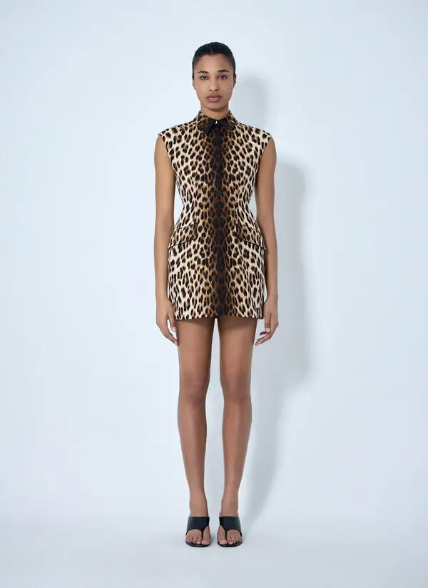 Sportmax Sleeveless Animal Print Dress - Brown