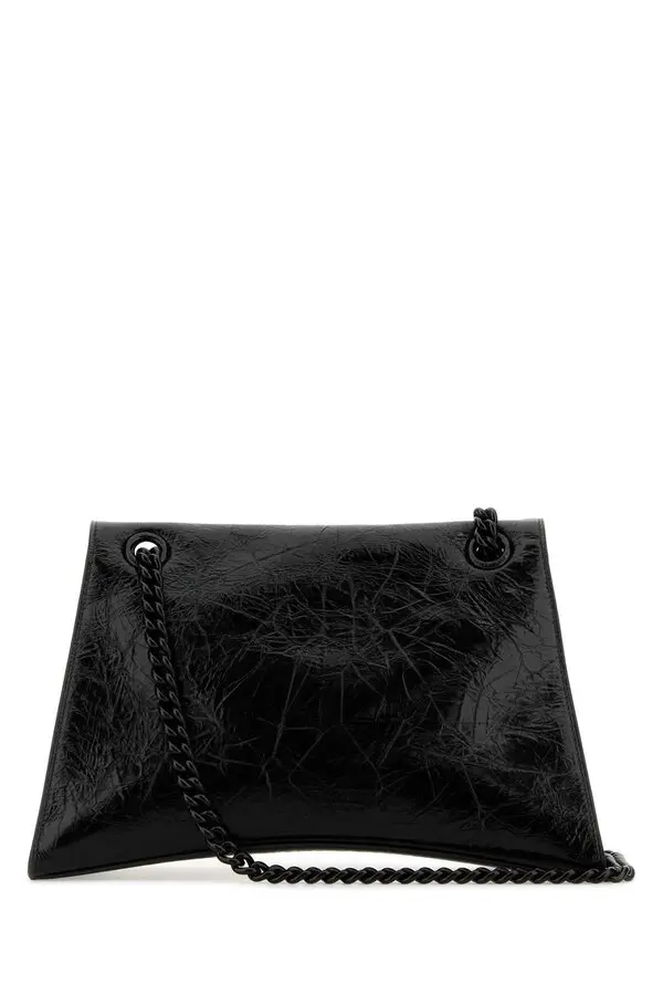 Balenciaga Leather Medium Crush Shoulder Bag - Black