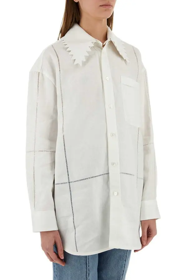Bottega Veneta Linen Shirt With Pointed Collar