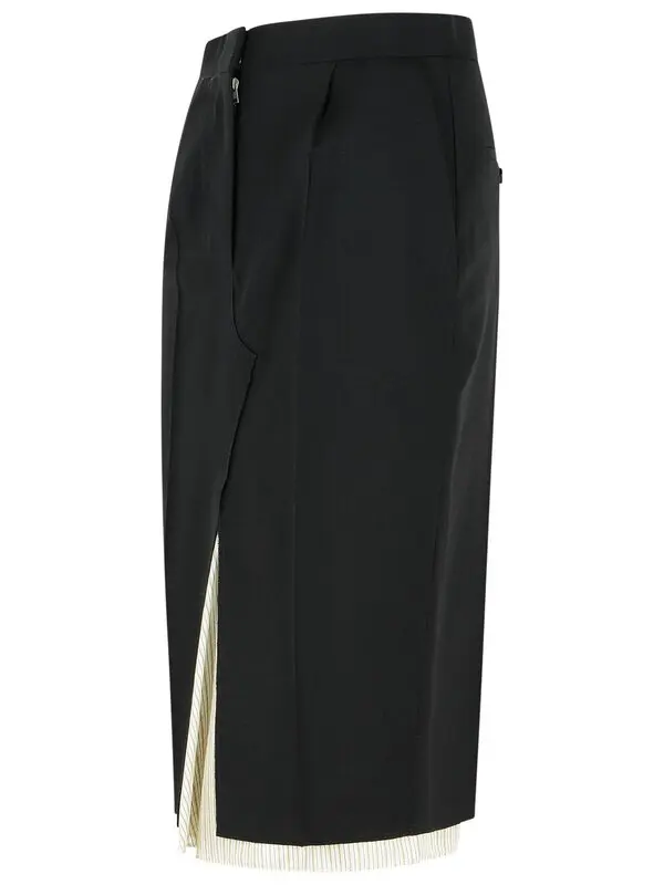 Marni Cool Virgin Wool Midi Skirt With Exposed Lining