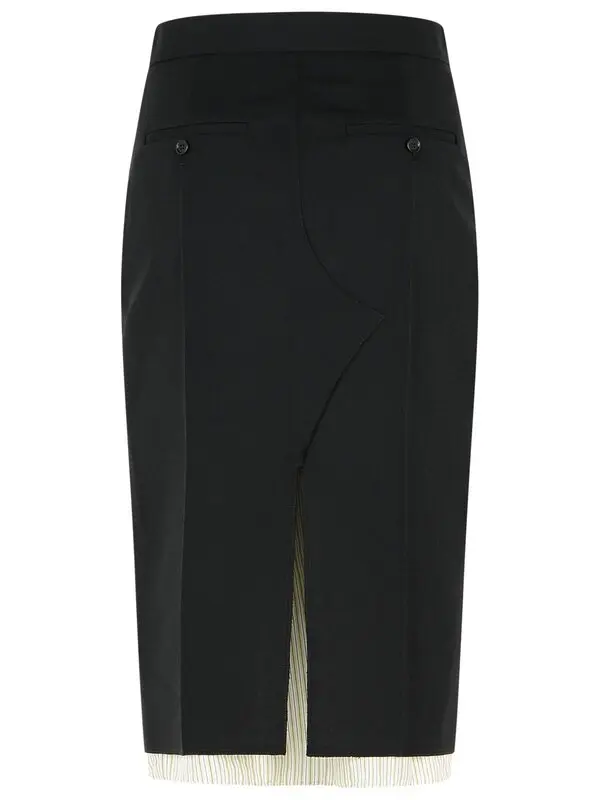 Marni Cool Virgin Wool Midi Skirt With Exposed Lining