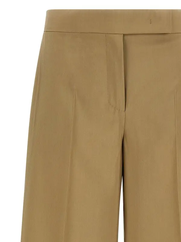 Max Mara Wide Leg Wool Silk Trousers - Cream