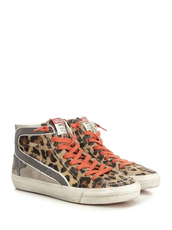 GOLDEN GOOSE Slide High-top Leopard Print Sneakers