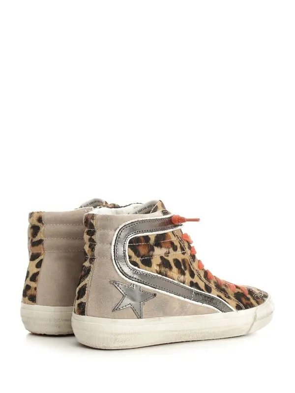 GOLDEN GOOSE Slide High-top Leopard Print Sneakers