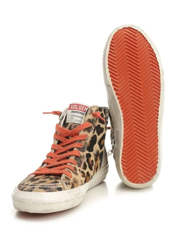 GOLDEN GOOSE Slide High-top Leopard Print Sneakers