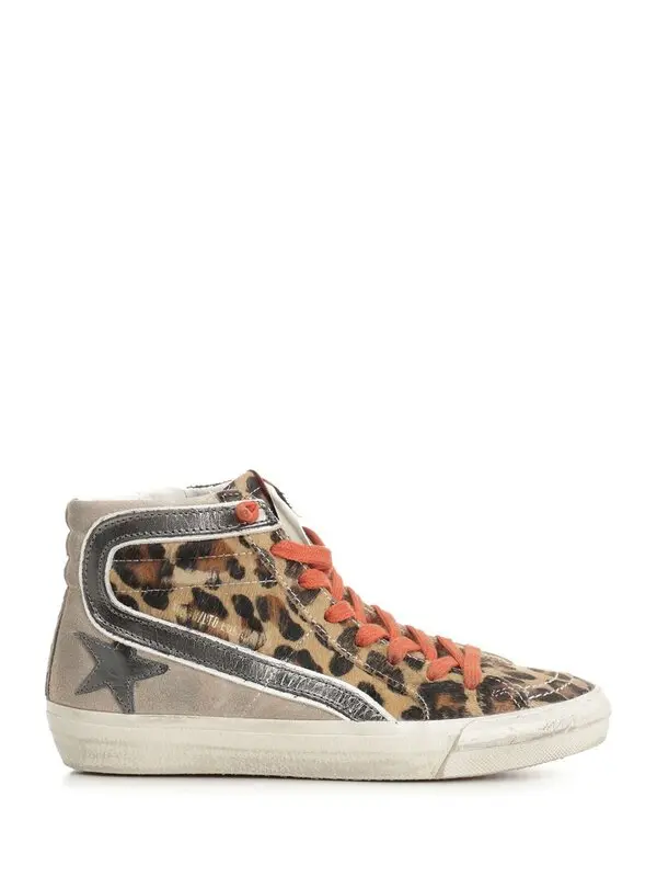 GOLDEN GOOSE Slide High-top Leopard Print Sneakers - Multicolor