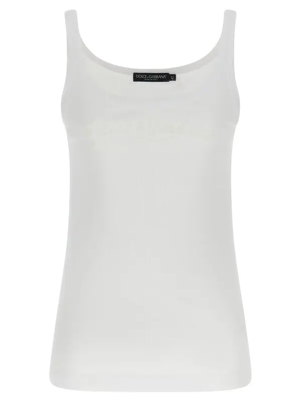 Dolce & Gabbana Ribbed Cotton Tank Top With Logo Embroidery