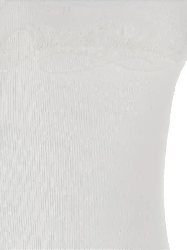 Dolce & Gabbana Ribbed Cotton Tank Top With Logo Embroidery