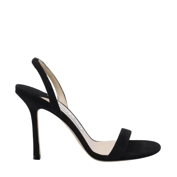 JIMMY CHOO Suede Stiletto Heel Sandals - Black