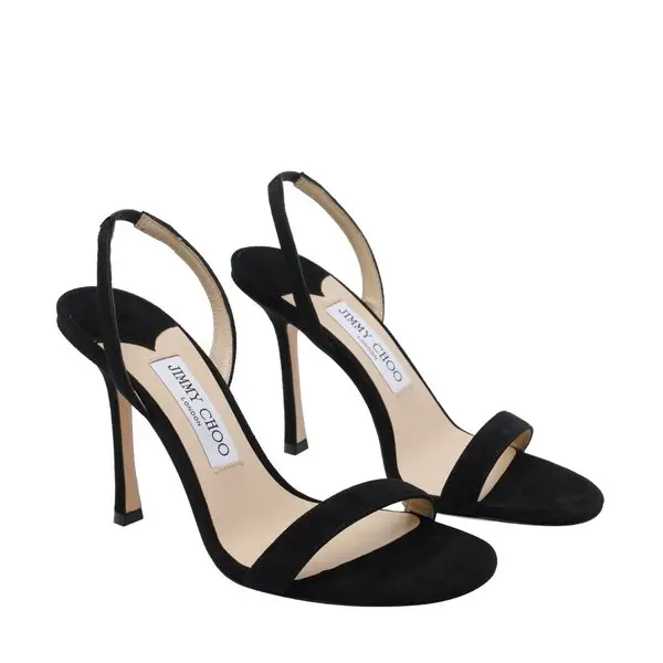 JIMMY CHOO Suede Stiletto Heel Sandals - Black