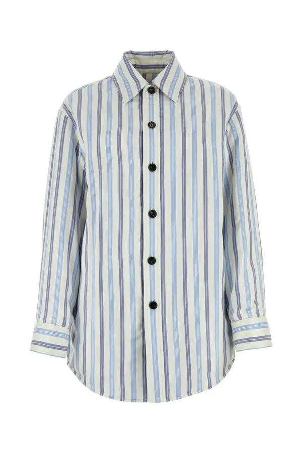 Bottega Veneta Embroidered Silk Oversize Padded Shirt - Multicolor