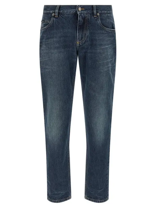 Dolce & Gabbana Logo Embroidered Stonewashed Jeans