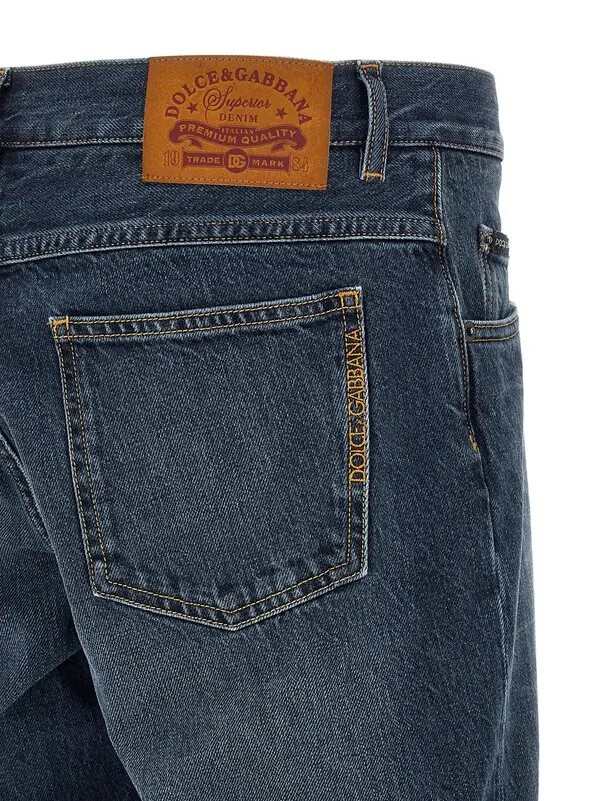 Dolce & Gabbana Logo Embroidered Stonewashed Jeans