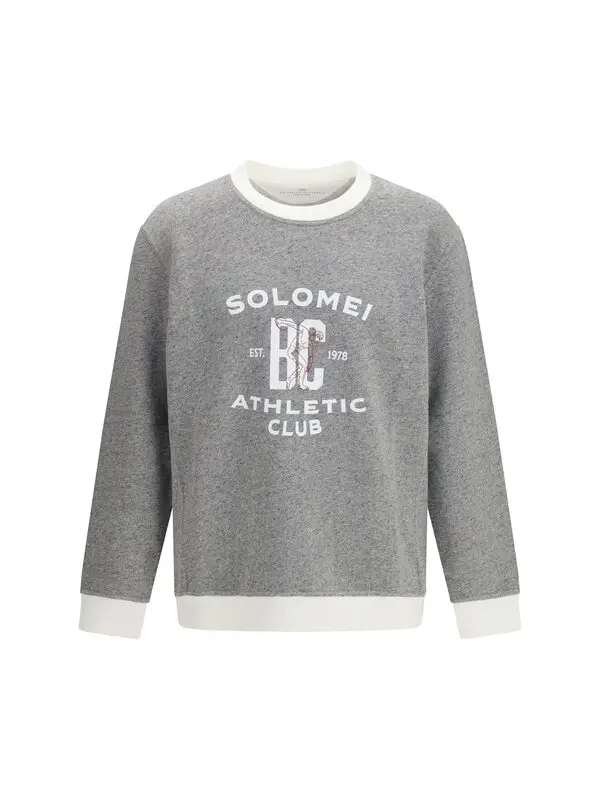 Brunello Cucinelli Long Sleeve Sweatshirt With Graphic Print - Gray