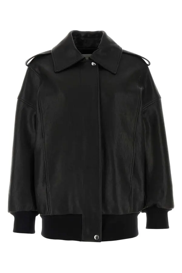 Alexander McQueen Leather Oversize Jacket - Black