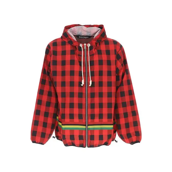 Palm Angels Checked Windbreaker Jacket - Red