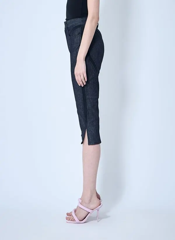 MUGLER Paneled Cropped Denim Pants