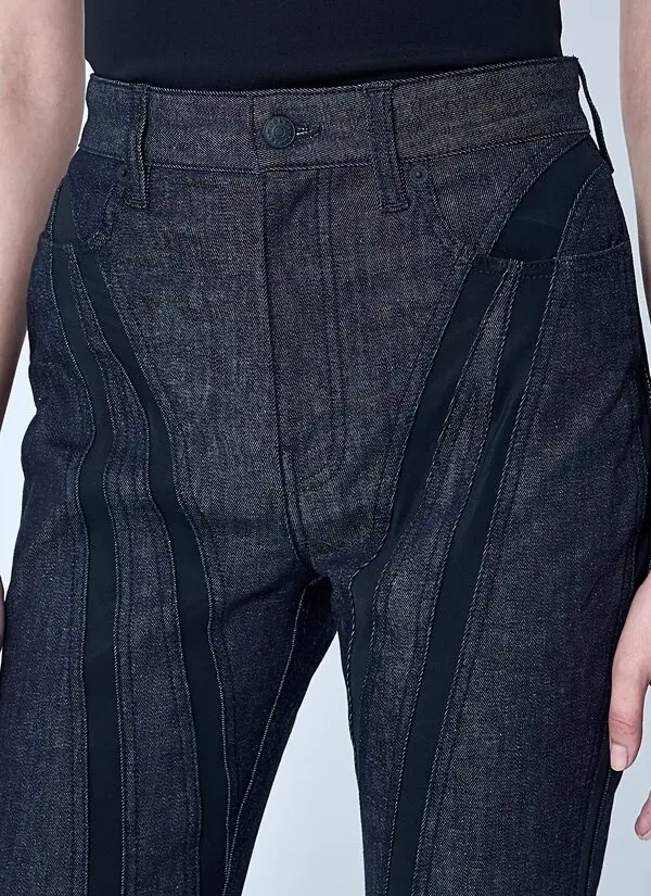 MUGLER Paneled Cropped Denim Pants