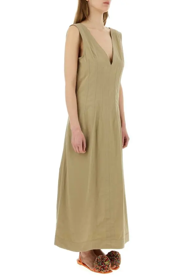 Bottega Veneta V-neck Sleeveless Dress - Brown