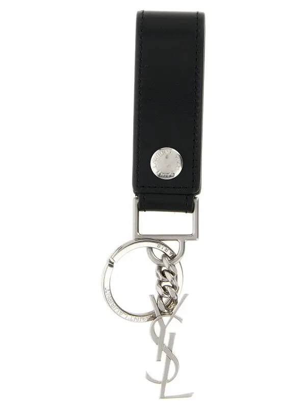 Saint Laurent Cassandre Key Ring - Black