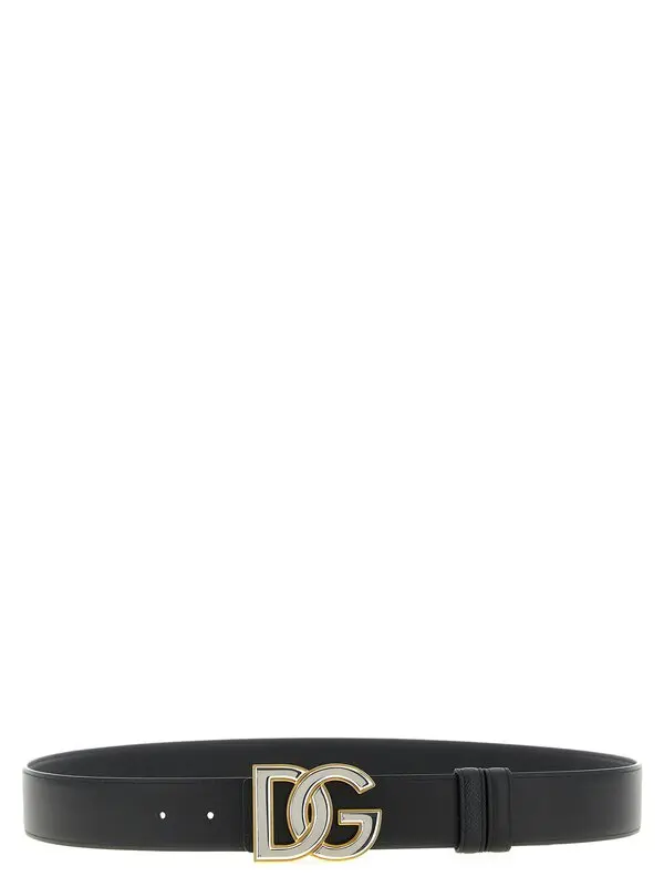 Dolce & Gabbana Reversible Dg Buckle Leather Belt