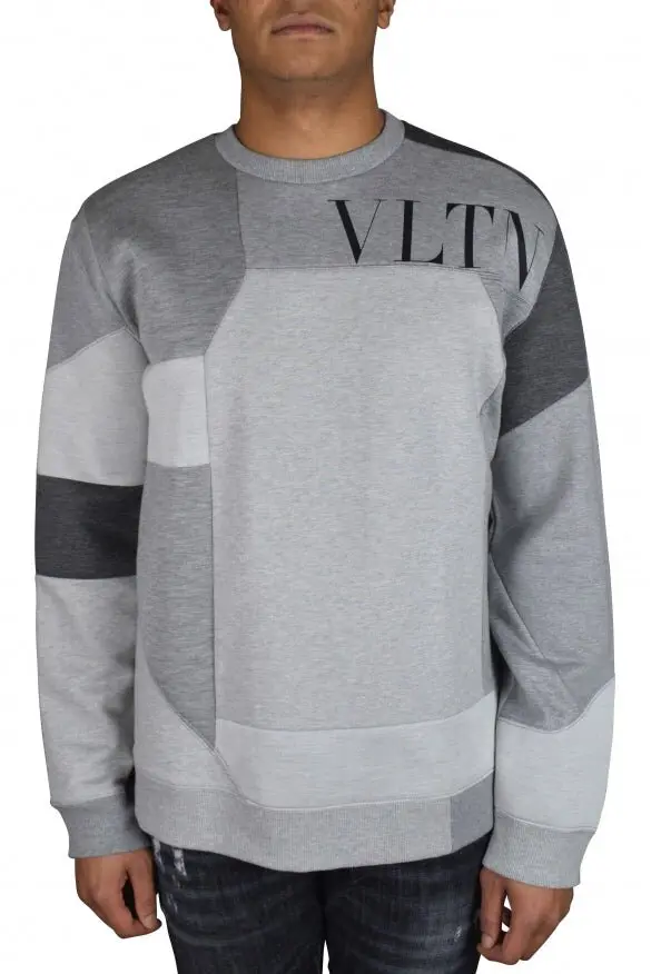 Valentino Garavani Grey Cotton Sweatshirt With Vltn Inscription