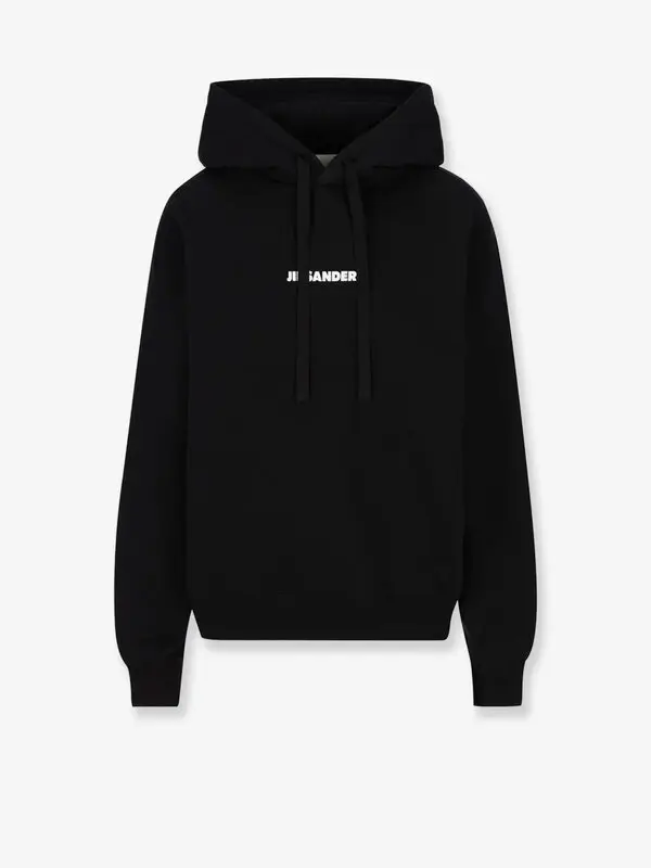 JIL SANDER Sustainable Cotton Drawstring Hooded Sweatshirt With Front Logo - Multicolor