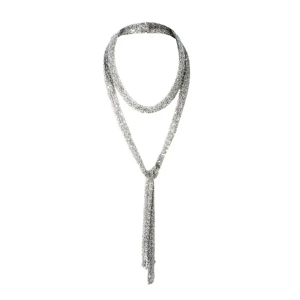 NATALIA FEDNER Skinny Scarf Necklace - Silver