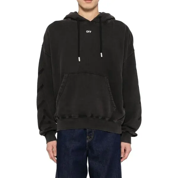 Off-White St. Matthew Over Cotton Hoodie Sweatshirt - Black