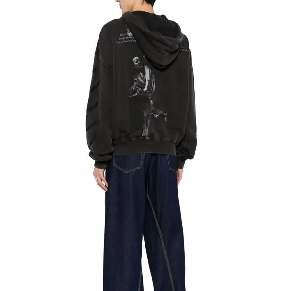 Off-White St. Matthew Over Cotton Hoodie Sweatshirt - Black