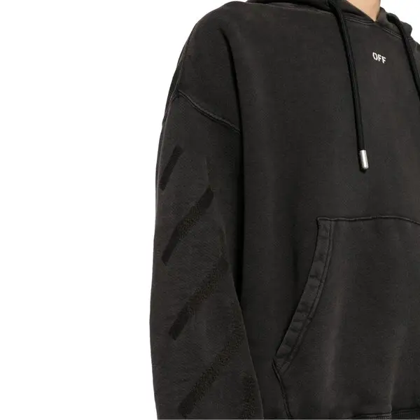 Off-White St. Matthew Over Cotton Hoodie Sweatshirt - Black
