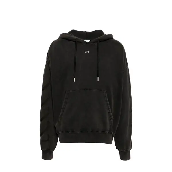 Off-White St. Matthew Over Cotton Hoodie Sweatshirt - Black