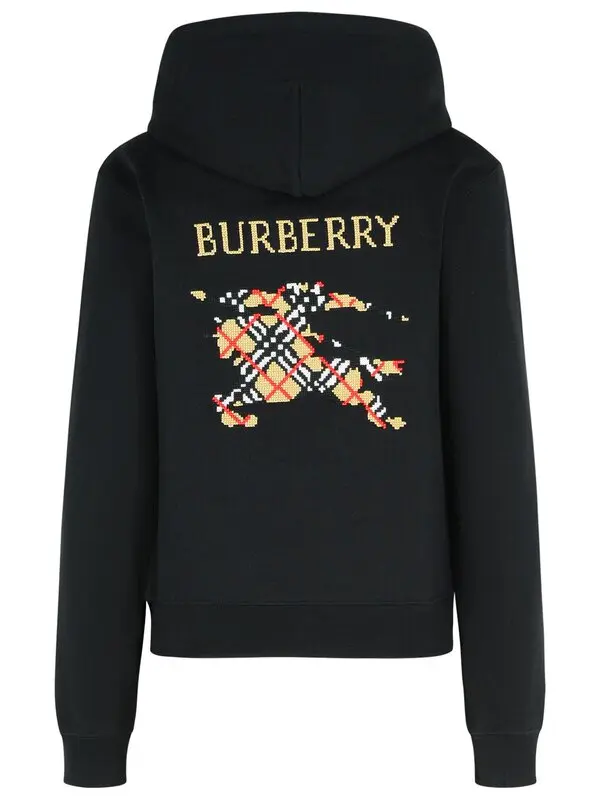 Burberry Harriet Cotton Sweatshirt With Contrast Logo Embroidery - Black