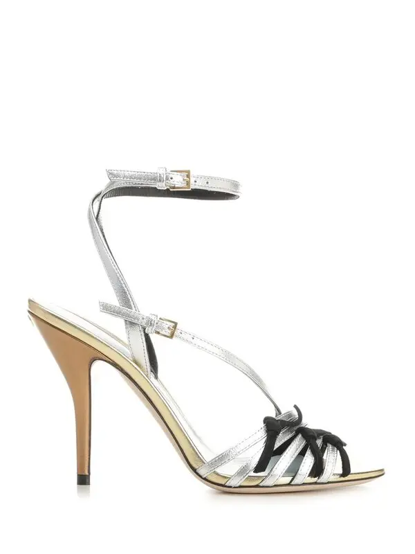 Valentino Garavani Nodine Sandal In Laminated Nappa - Silver