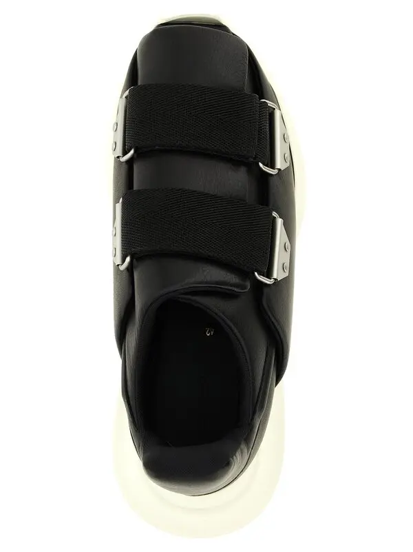 Rick Owens Grainy Cowhide Leather Sneakers With Adjustable Straps
