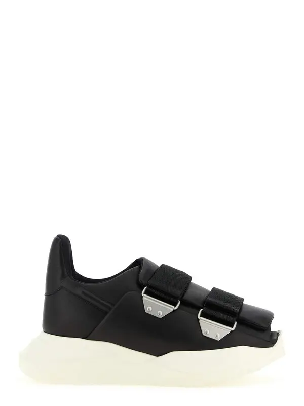 Rick Owens Grainy Cowhide Leather Sneakers With Adjustable Straps