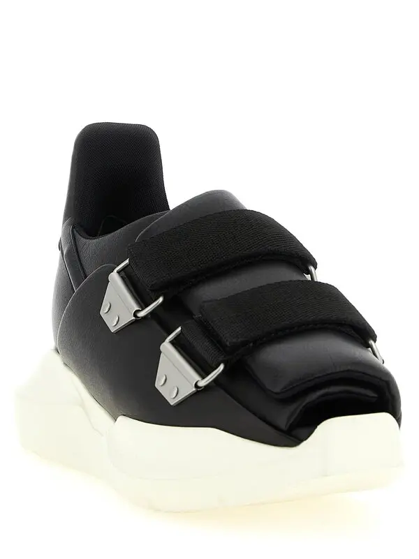 Rick Owens Grainy Cowhide Leather Sneakers With Adjustable Straps