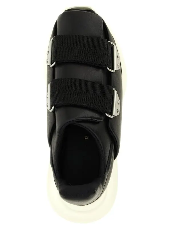 Rick Owens Grainy Cowhide Leather Sneakers With Adjustable Straps