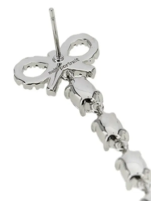 SELF-PORTRAIT Crystal And Pearl Drop Earrings - Silver