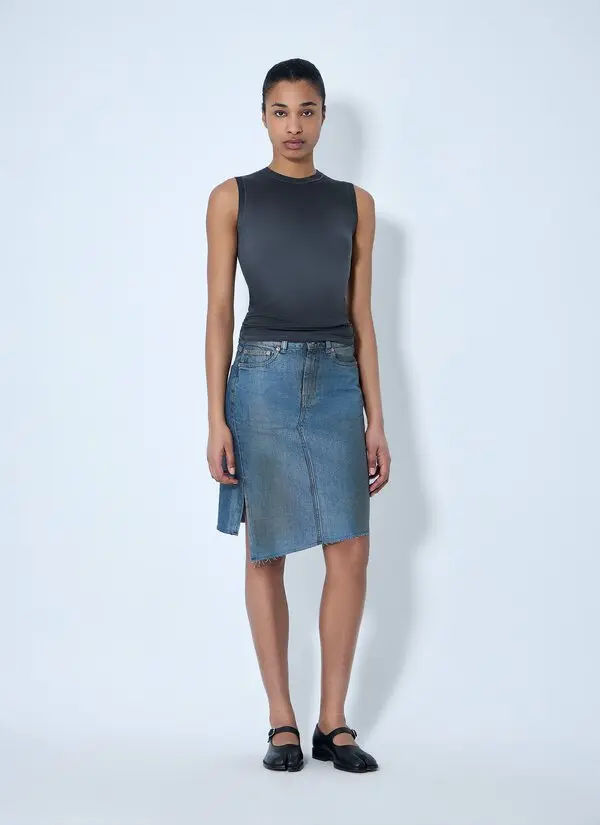 Our Legacy Asymmetric Denim Skirt With Raw Hem