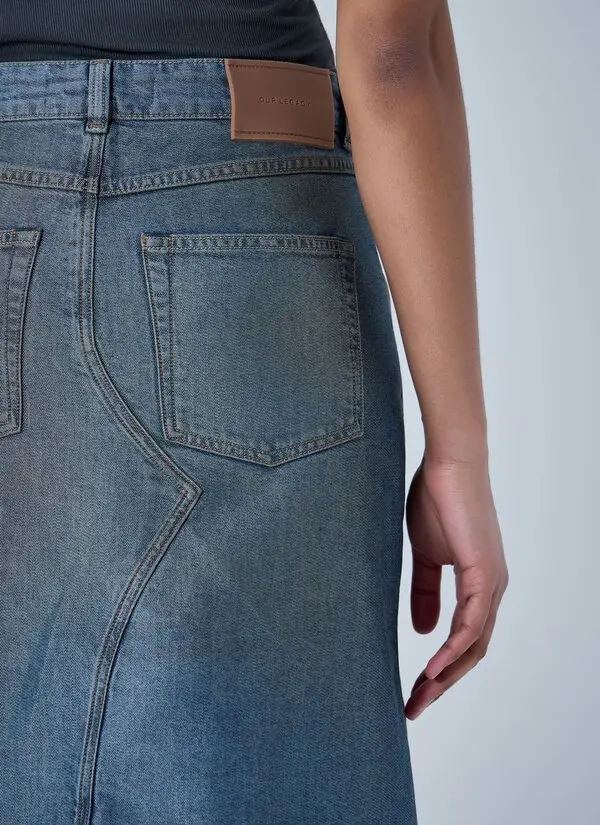 Our Legacy Asymmetric Denim Skirt With Raw Hem