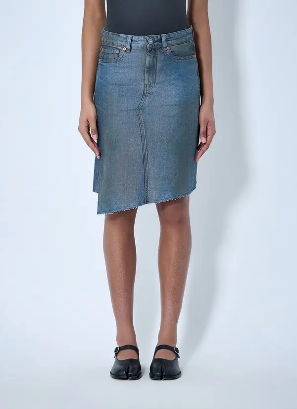 Our Legacy Asymmetric Denim Skirt With Raw Hem - Blue