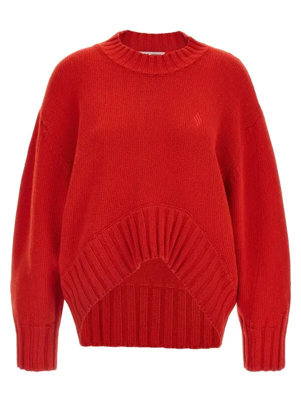 Attico Asymmetrical Hem Crew Neck Sweater