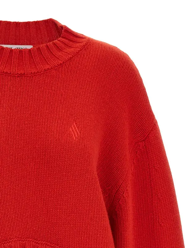 Attico Asymmetrical Hem Crew Neck Sweater