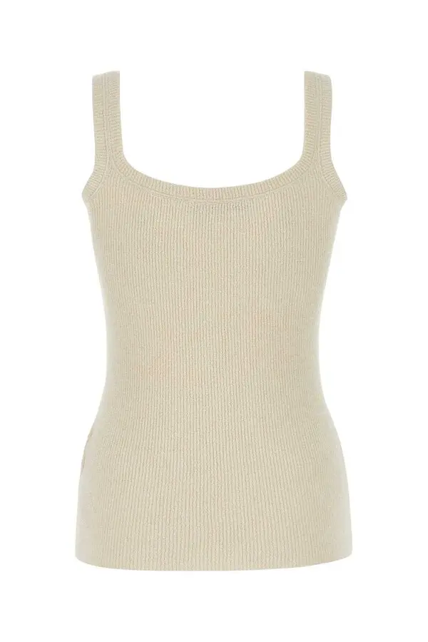 Valentino Garavani Sand Silk Ribbed Tank Top