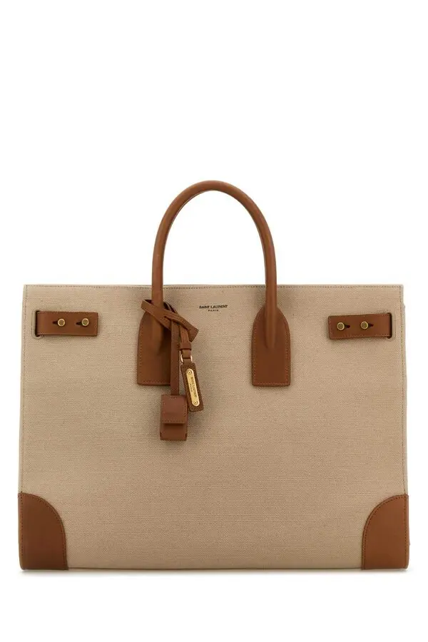 Saint Laurent Two-tone Canvas And Leather Sac De Jour Handbag - Multicolor