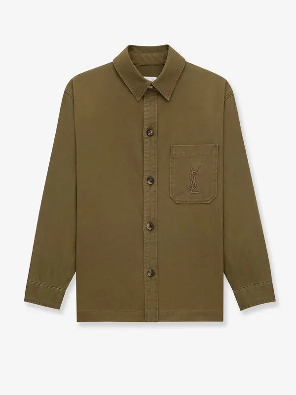 Saint Laurent Cotton And Linen Shirt With Monogram Embroidery - Multicolor