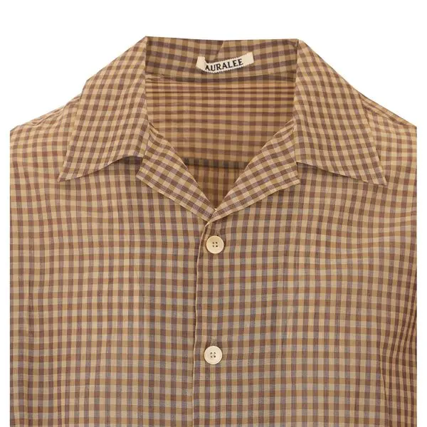 Auralee Short Sleeves Check Shirt - Brown