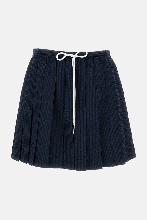 Thom Browne Pleated Seersucker Mini Skirt - Multicolor
